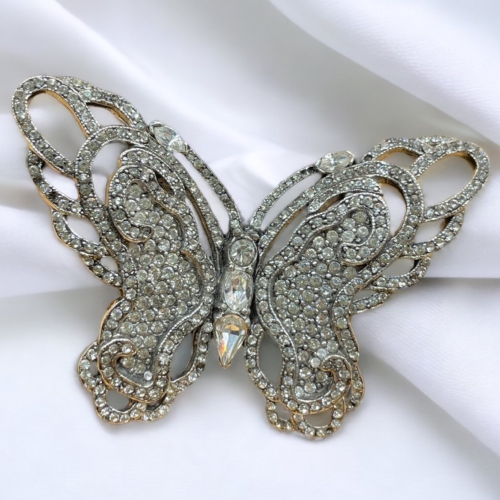 Vtg Ciner Pave Rhinestone Butterfly Brooch - Gem